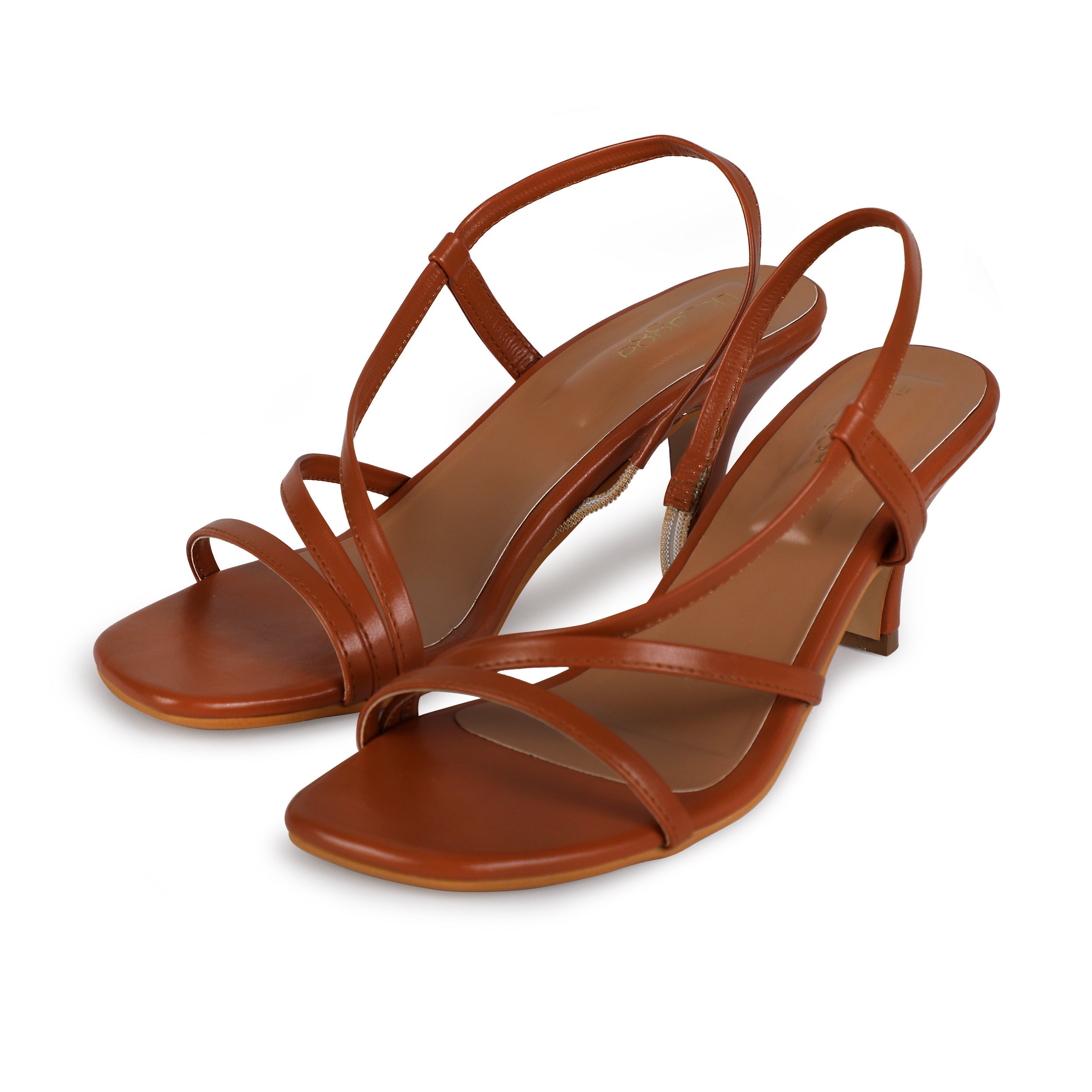 Multi Strap Heels Tan | Faux Leather – Kamakhyaa