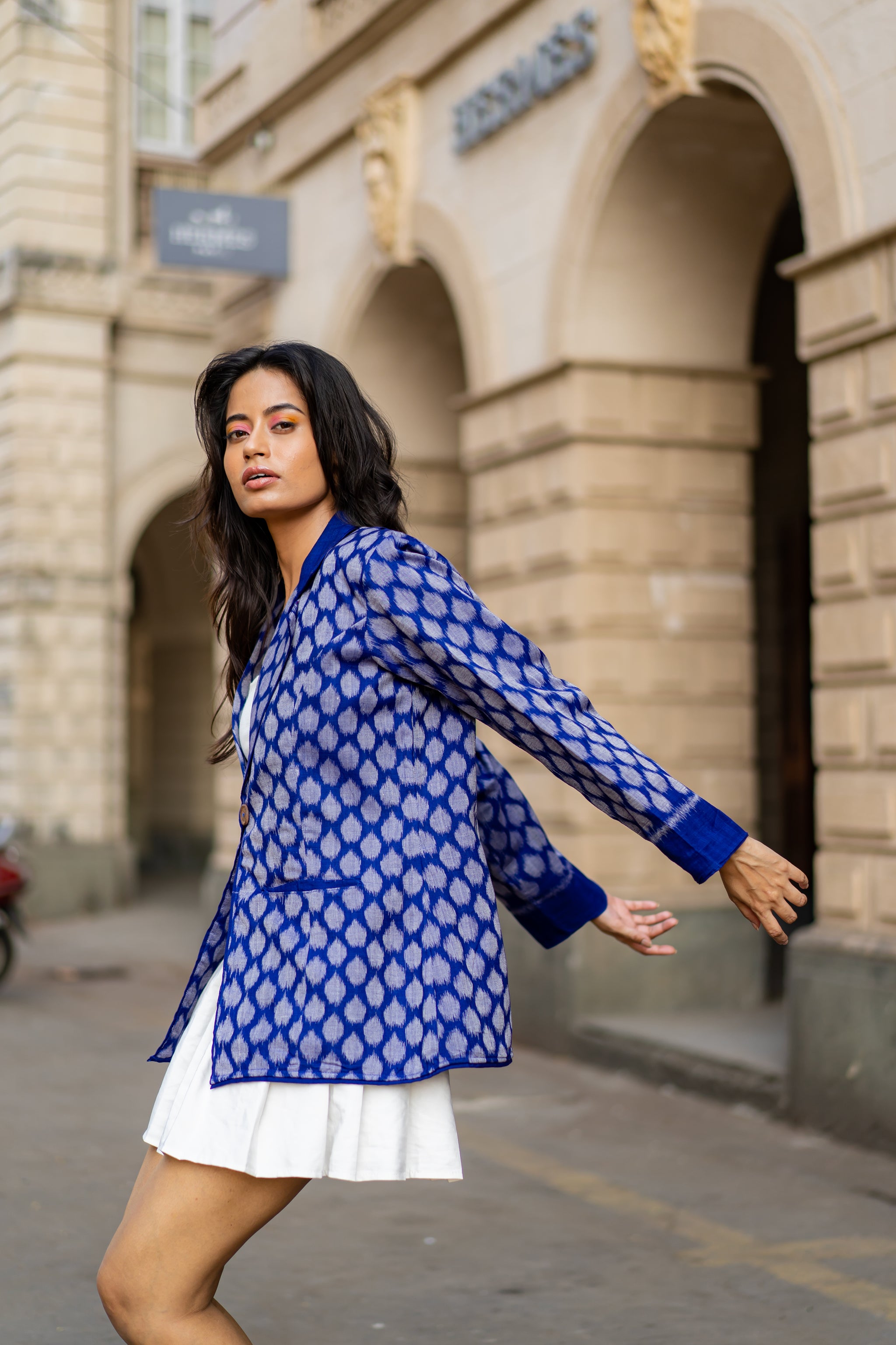 Royal Blue Work Wear Ikat Blazer – Kamakhyaa